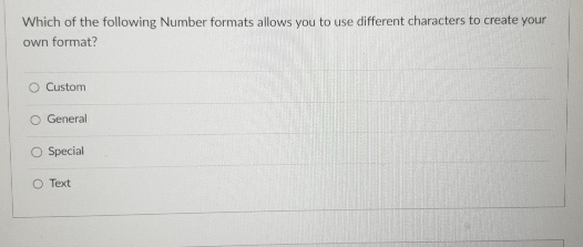Solved Which of the following Number formats allows you to | Chegg.com