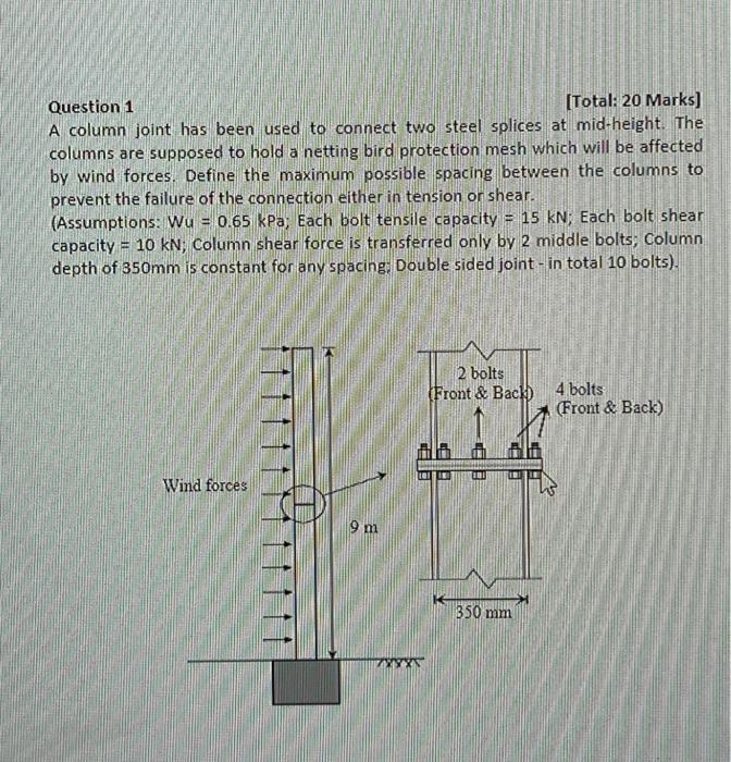 Solved [Total: 20 Marks] Question 1 A column joint has been | Chegg.com