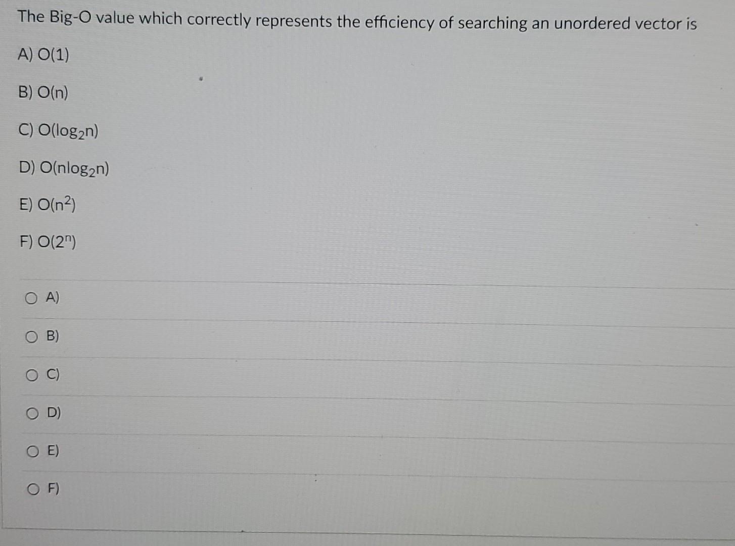 Solved The Big-O value which correctly represents the | Chegg.com