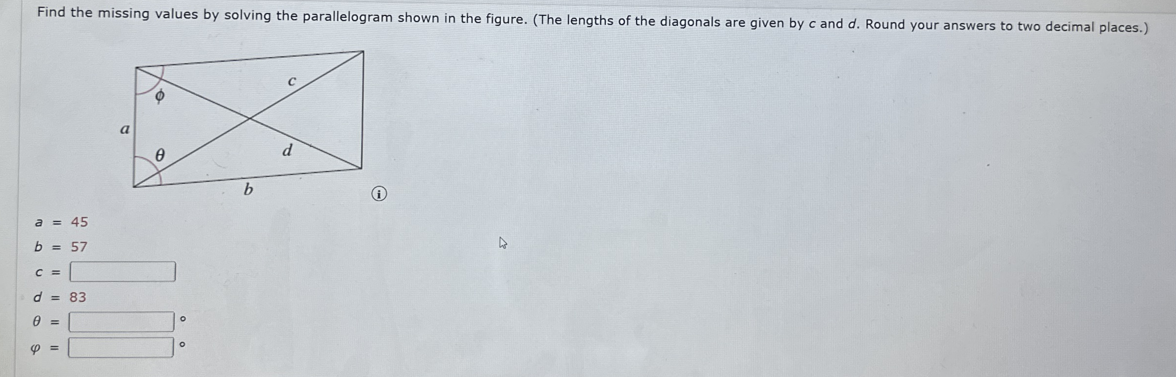 Solved Find the missing values by solving the parallelogram | Chegg.com