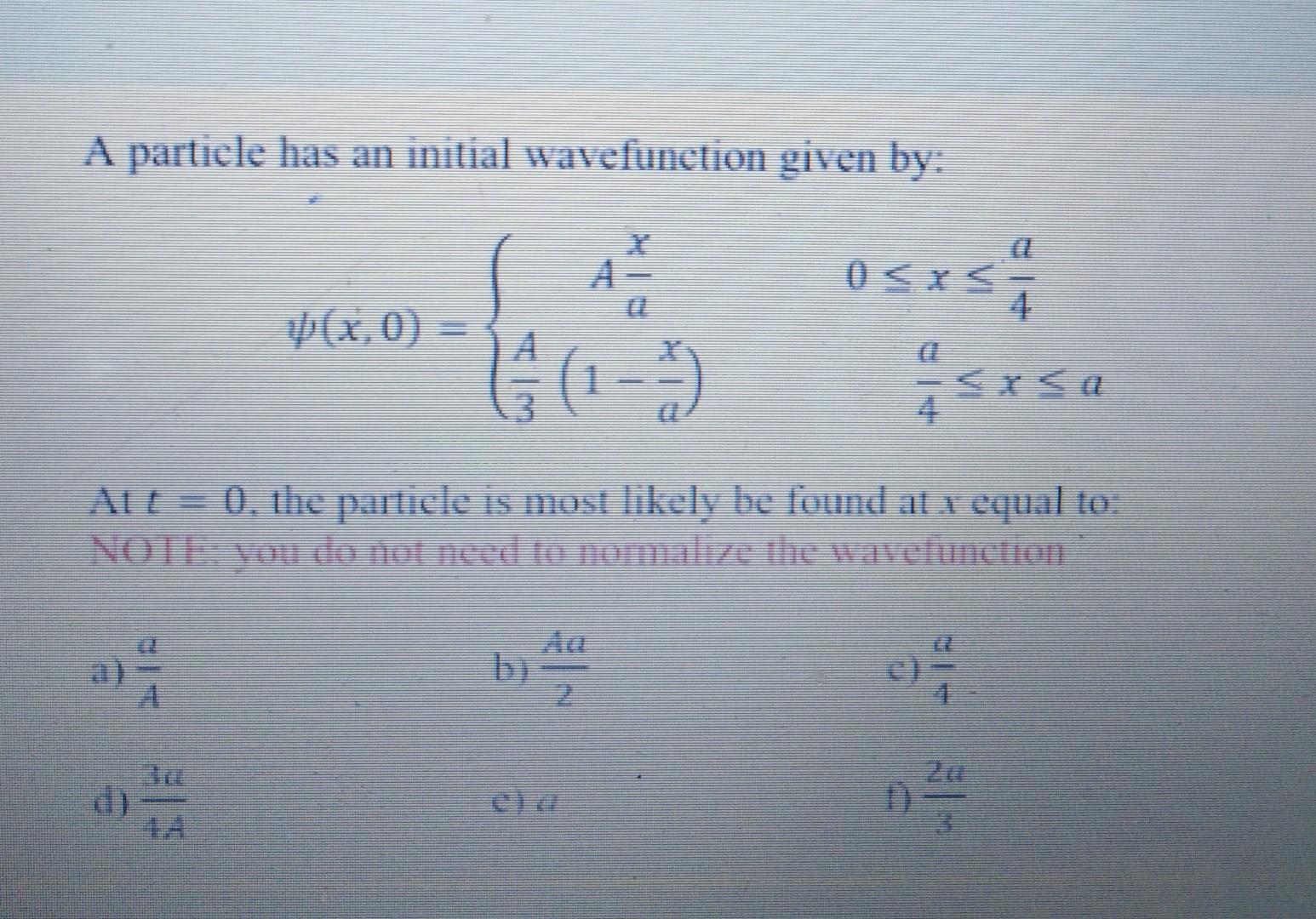 Solved A Particle Has An Initial Wavefunction Given By 