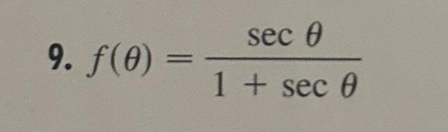 Solved 9. f(θ)=1+secθsecθ | Chegg.com