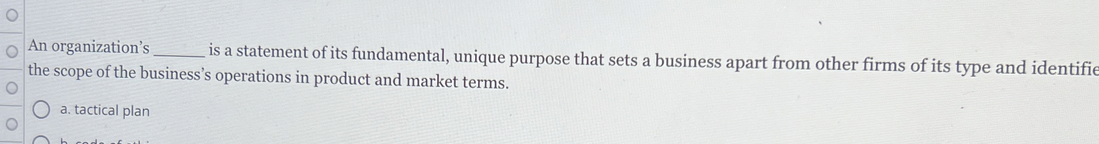 Solved An organization'sis a statement of its fundamental, | Chegg.com