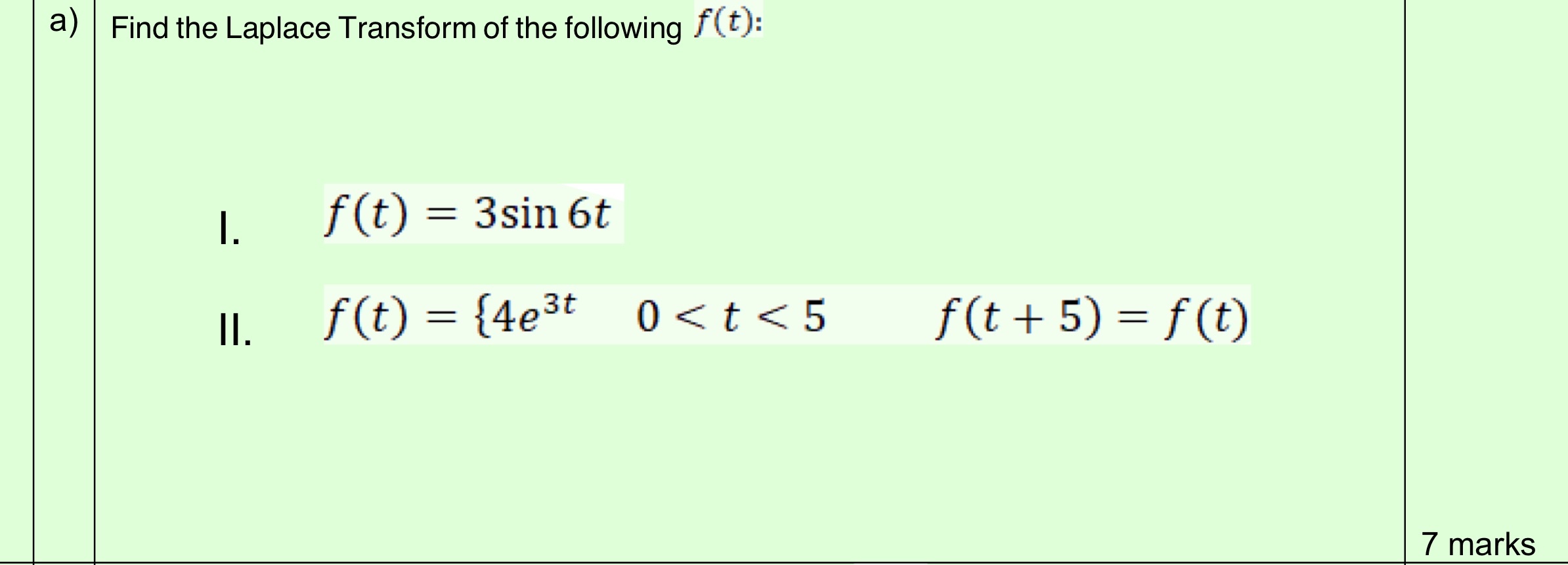 a) ﻿Find the Laplace Transform of the following f(t) | Chegg.com