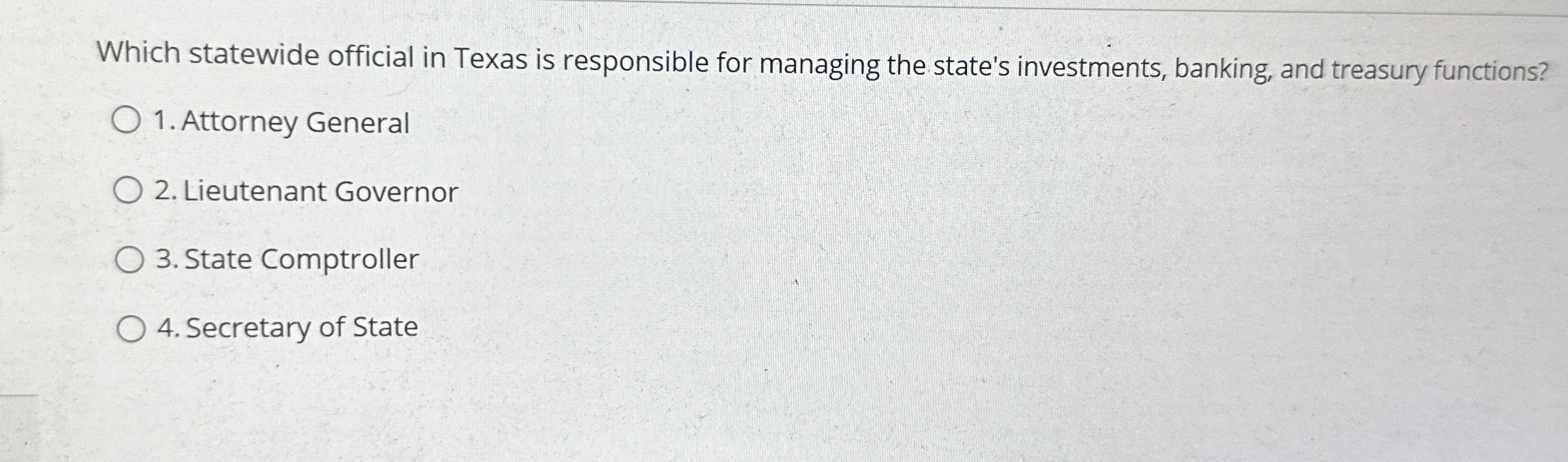 Solved Which statewide official in Texas is responsible for | Chegg.com