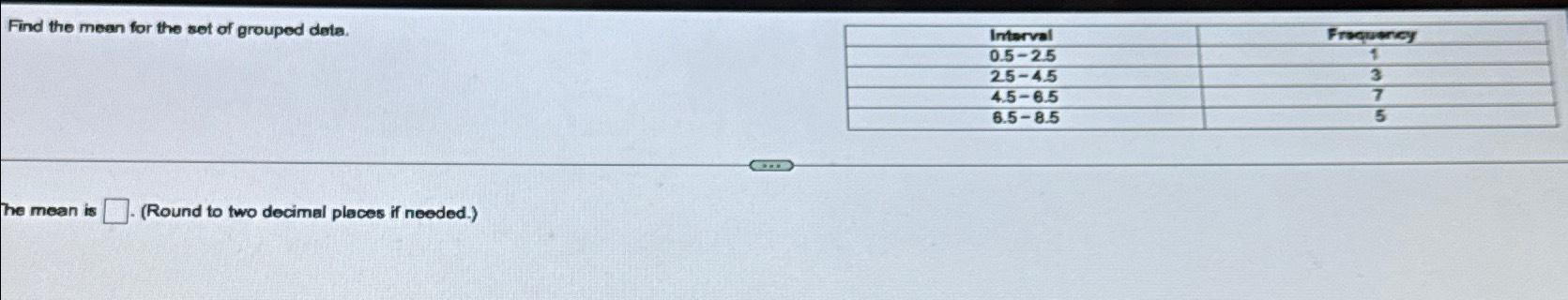 Solved Find the mean for the sot of grouped | Chegg.com