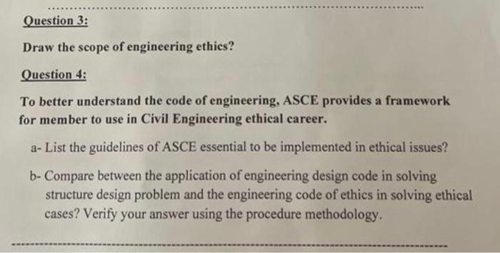 Solved Draw the scope of engineering ethics? Question 4: To | Chegg.com