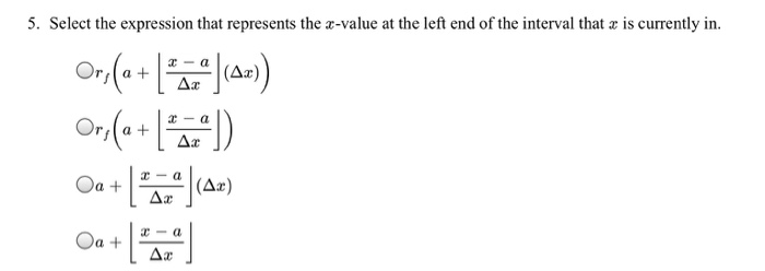 5. Select the expression that represents the x-value | Chegg.com