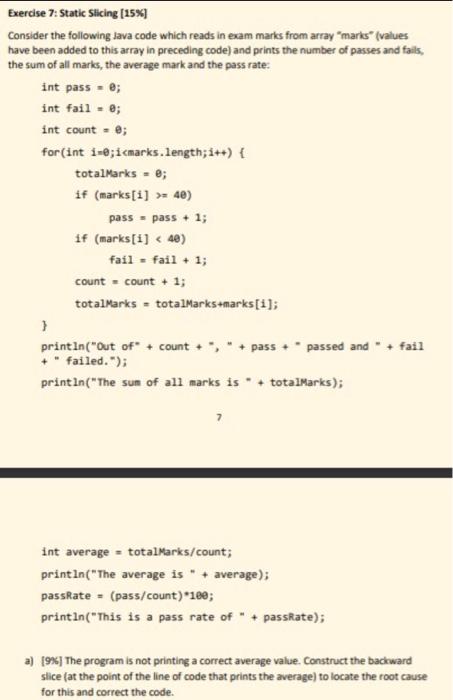 Solved Exercise 7: Static Slicing (15%) Consider the | Chegg.com