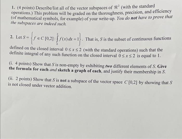 Solved 1. (4 points) Describe/list all of the vector | Chegg.com