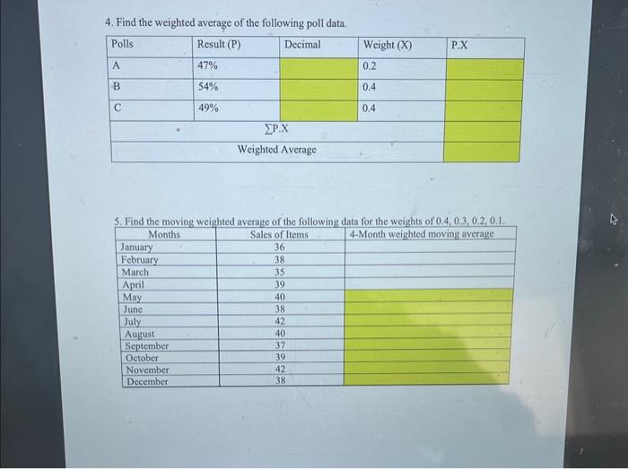 Solved Splitting a Whole into Parts by Percentage Weighted | Chegg.com