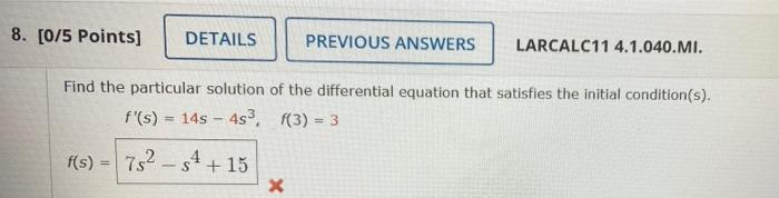 Solved 8. [0/5 Points] DETAILS PREVIOUS ANSWERS LARCALC11 | Chegg.com