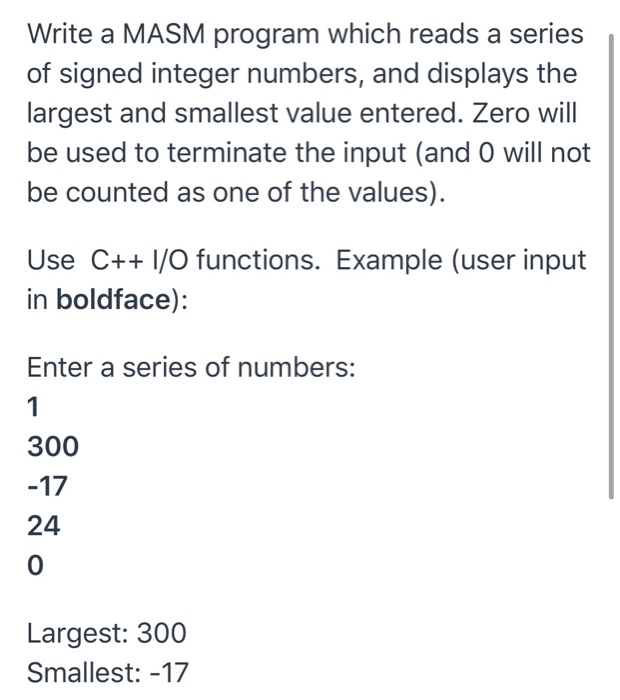 Write a MASM program which reads a series of signed | Chegg.com