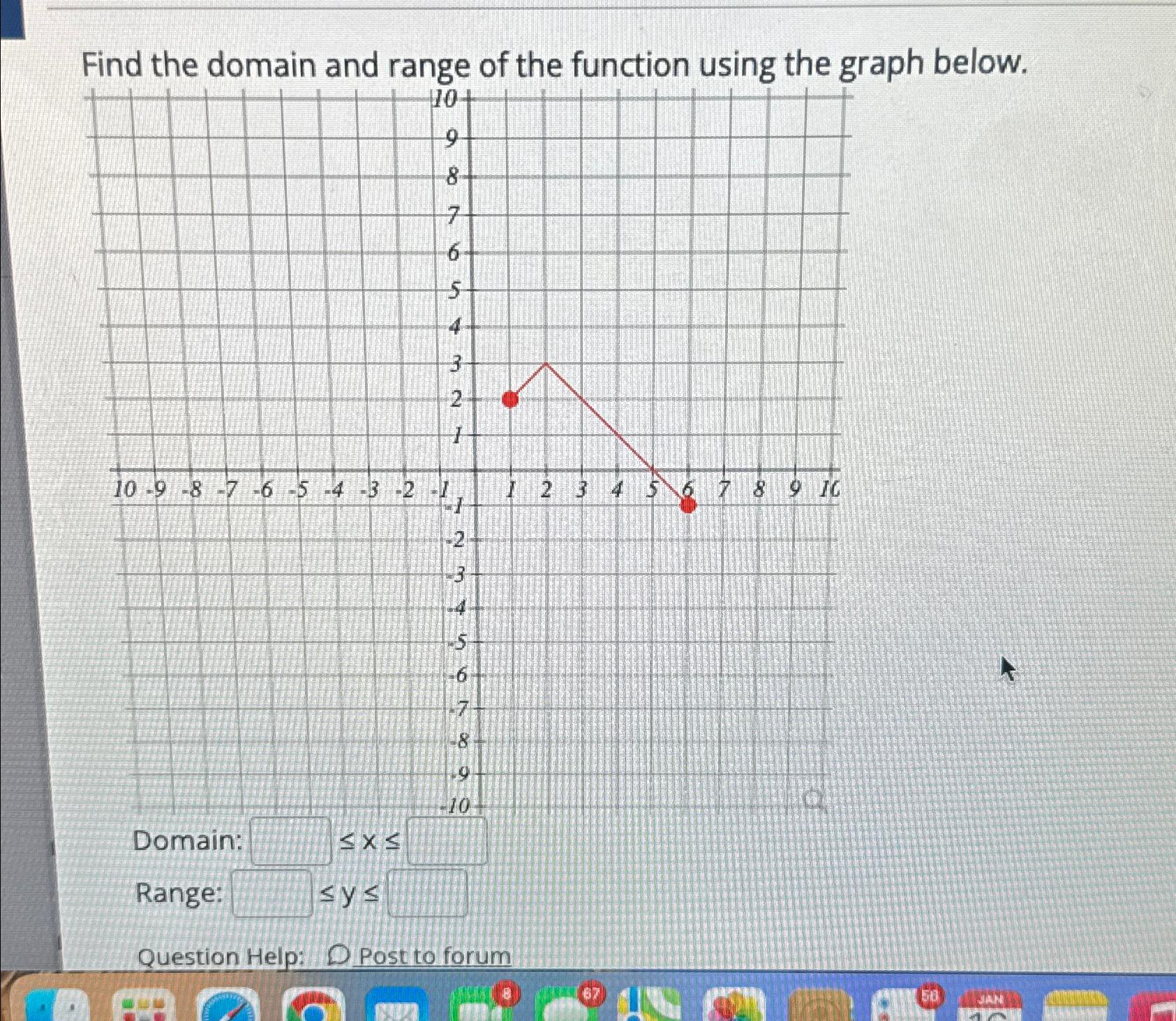 Solved Find the domain and range of the function using the | Chegg.com
