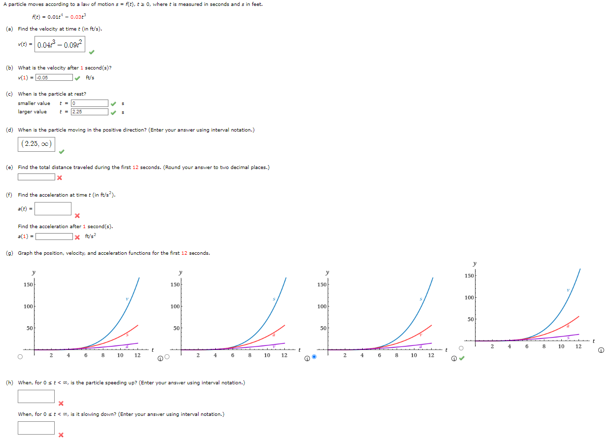 Solved A particle moves according to a law of motion | Chegg.com