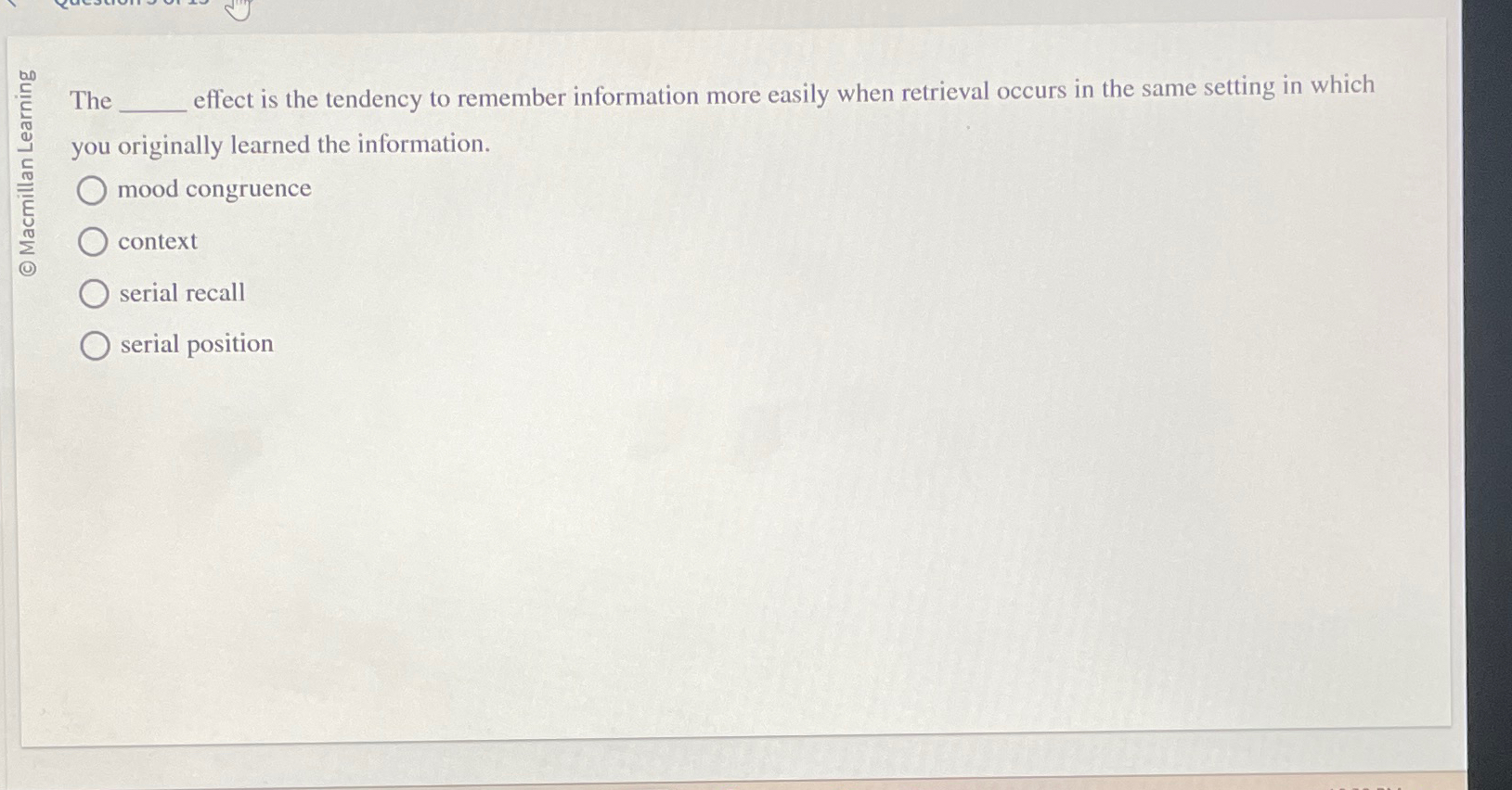 Solved The effect is the tendency to remember information | Chegg.com