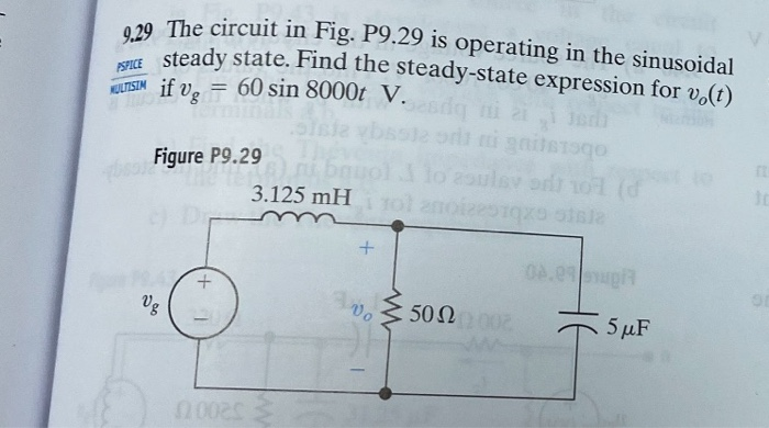 Solved The circuit in Fig. P9.29 is operating in the | Chegg.com
