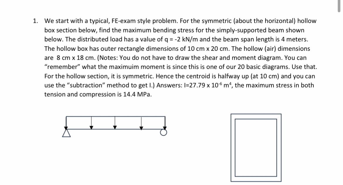 Solved We start with a typical, FE-exam style problem. For | Chegg.com