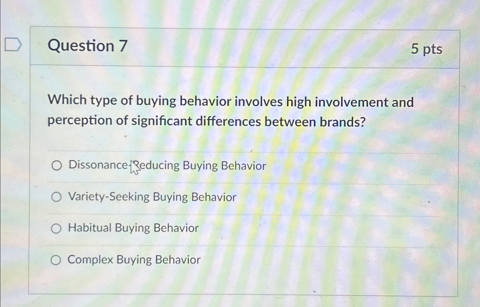 Solved Question 75 ptsWhich type of buying behavior | Chegg.com Solved Question 75 ptsWhich type of buying behavior | Chegg.com