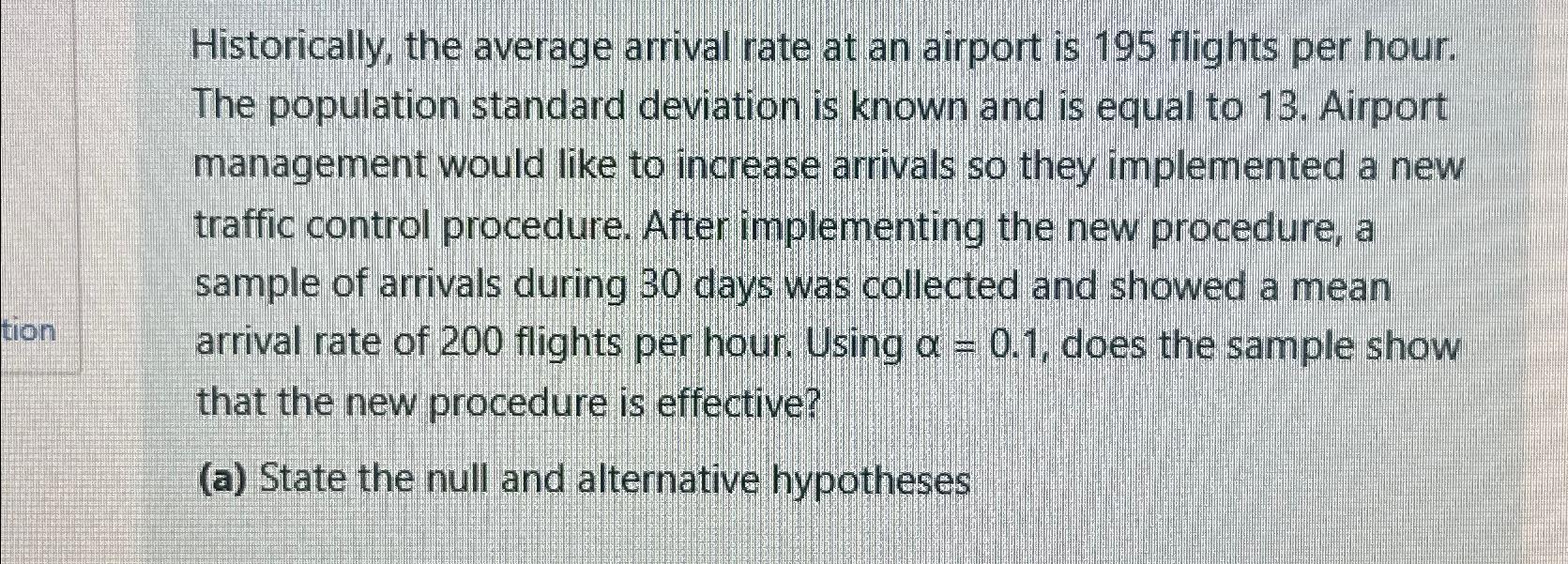 Solved Historically, the average arrival rate at an airport | Chegg.com