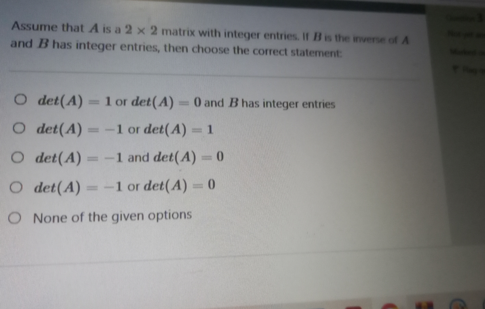 Solved Assume That A ﻿is A 2×2 ﻿matrix With Integer Entries 