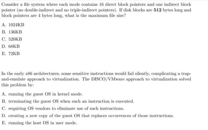 Solved Consider a file system where each inode contains 16 | Chegg.com