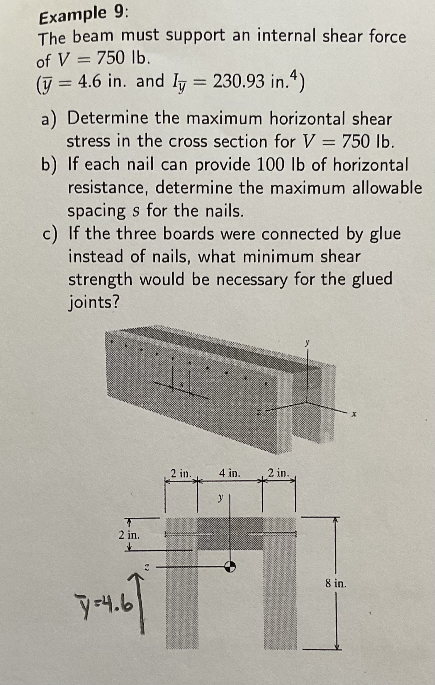 Solved Example 9:The beam must support an internal shear | Chegg.com