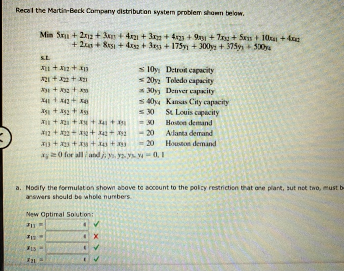 Solved Recall the Martin-Beck Company distribution system | Chegg.com