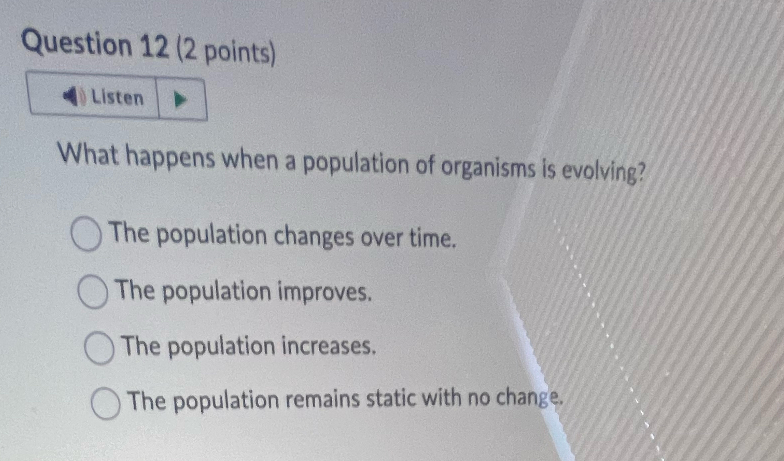 Solved Question 12 (2 ﻿points)What happens when a population | Chegg.com