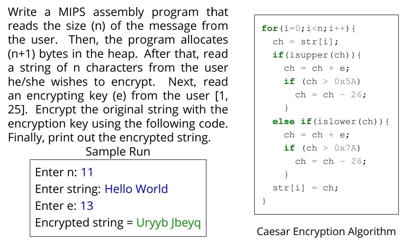 Solved Write a MIPS assembly program that reads the size (n) | Chegg.com