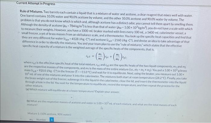 Solved Rule of Mixtures. Two barrels each contain a liquid | Chegg.com
