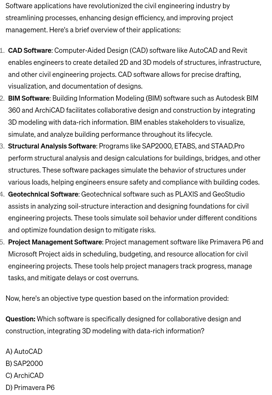 Solved Software applications have revolutionized the civil | Chegg.com