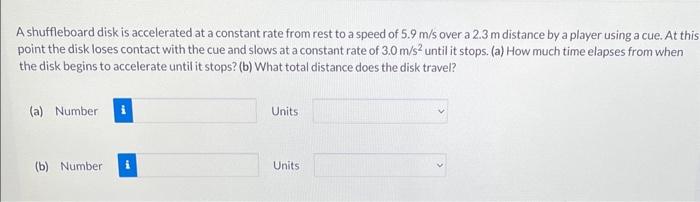 Solved A shuffleboard disk is accelerated at a constant rate | Chegg.com