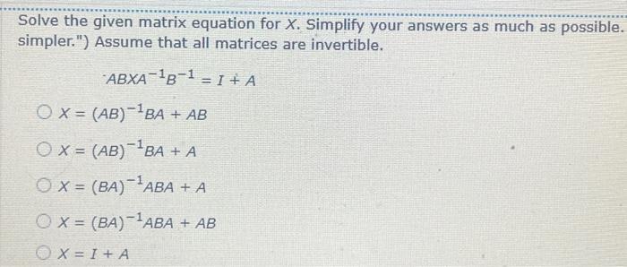 Solved If A=[acbd], then A is invertible if ad−bc =0, in | Chegg.com