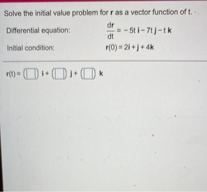 Solved Solve the initial value problem for r as a vector | Chegg.com