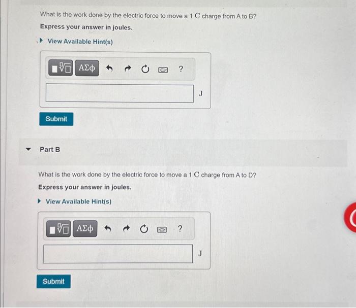 Solved What is the work done by the electric force to move a | Chegg.com