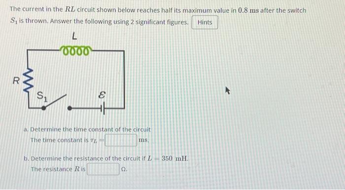 Solved The current in the RL circuit shown below reaches | Chegg.com