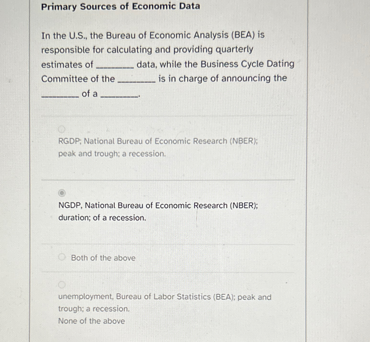 Solved Primary Sources of Economic DataIn the U.S., ﻿the | Chegg.com