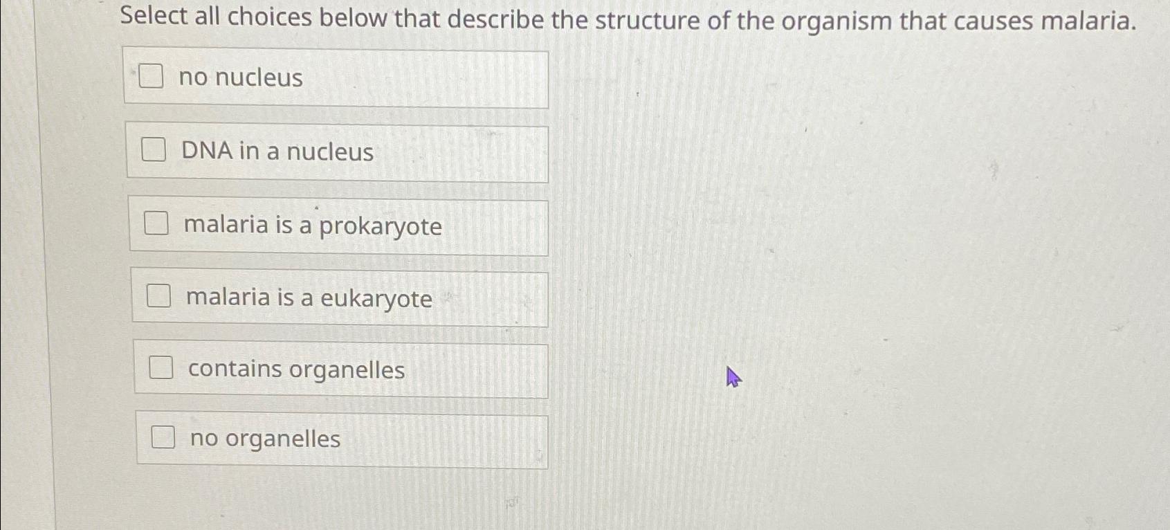 Solved Select all choices below that describe the structure | Chegg.com