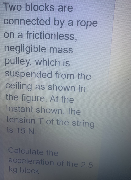 Solved Two blocks are connected by a rope on a frictionless, | Chegg.com
