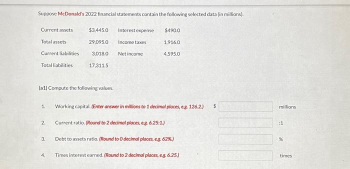 Solved Suppose McDonald's 2022 finaricial statements contain | Chegg.com Solved Suppose McDonald's 2022 finaricial statements contain | Chegg.com