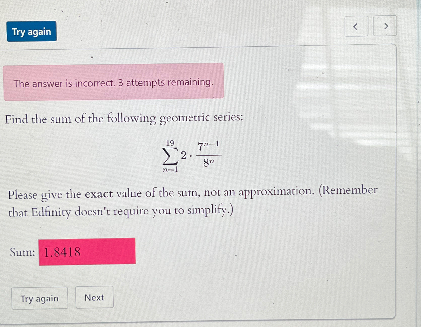 Solved The answer is incorrect. 3 ﻿attempts remaining.Find | Chegg.com