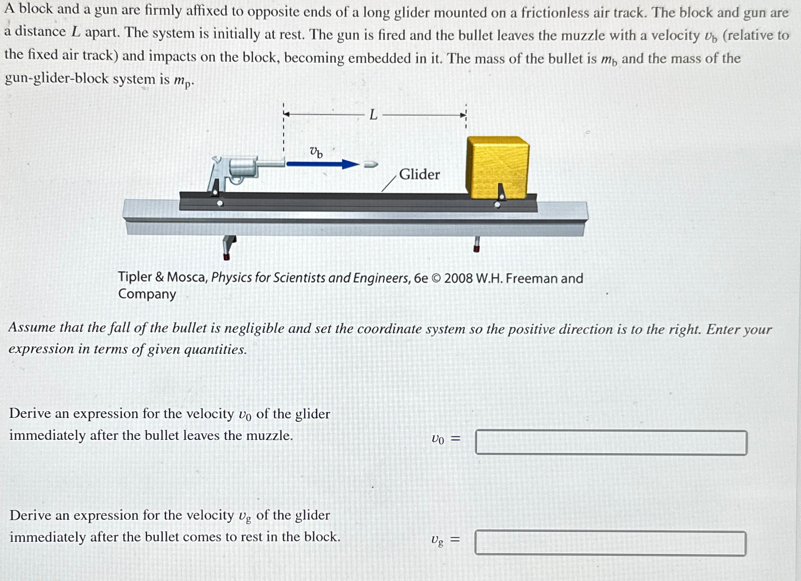 Solved A block and a gun are firmly affixed to opposite ends | Chegg.com