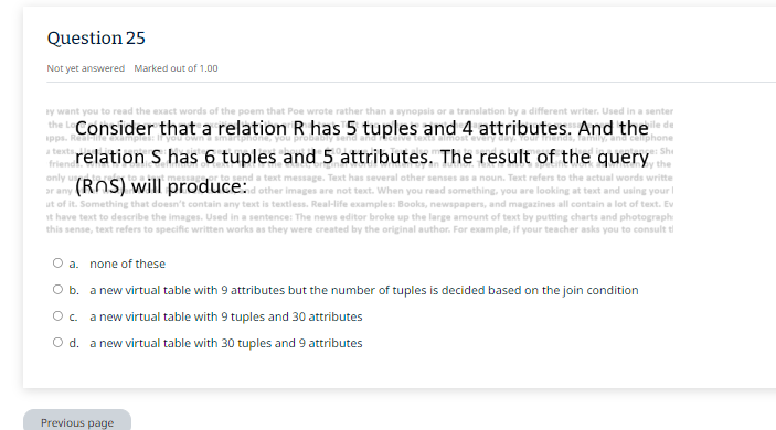 Solved Question 25Not yet answered Marked out of | Chegg.com