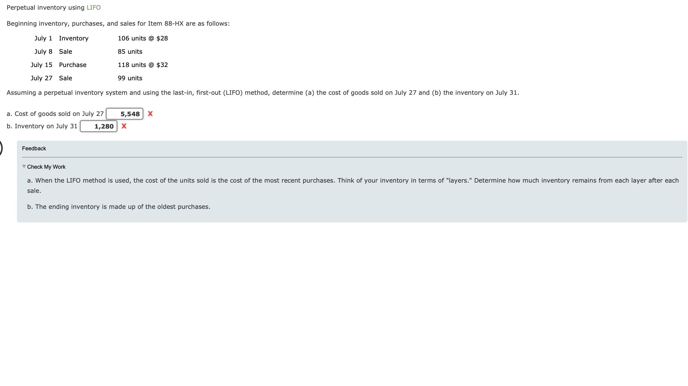 Solved Perpetual inventory using LIFOBeginning inventory, | Chegg.com
