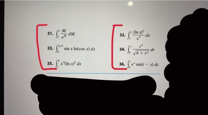 Solved ∫15emmdm∫0π3sinxlncosxdx∫12x4lnx2dx 32 
