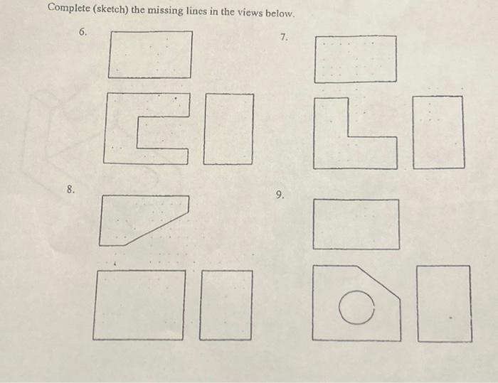 Solved Complete (sketch) the missing lines in the views | Chegg.com