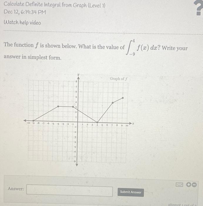Solved Calculate Definite Integral from Graph (Level 1) Dec | Chegg.com