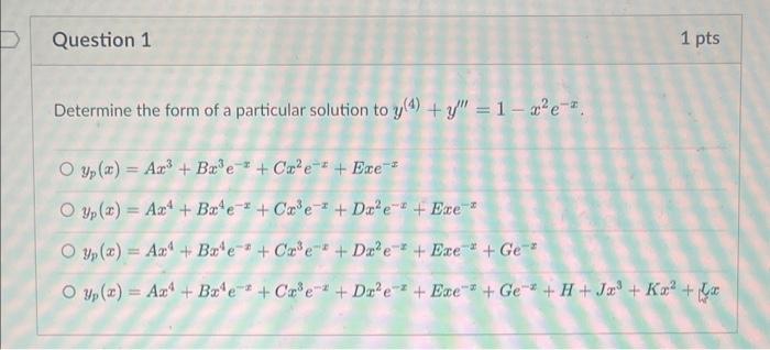 Determine the form of a particular solution to | Chegg.com