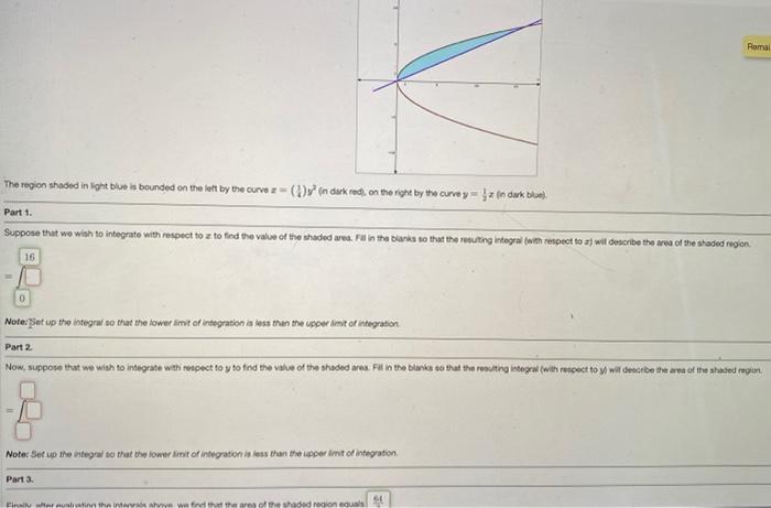 Solved Part 1. Part 2The region shaded in loht biue is | Chegg.com